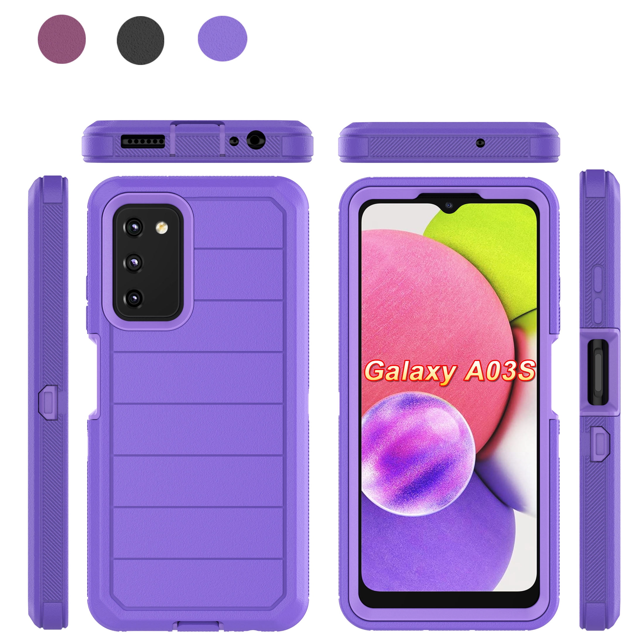 Njjex Protector Case for Samsung Galaxy A03S, 2 in 1 Hard PC & Rubber ...