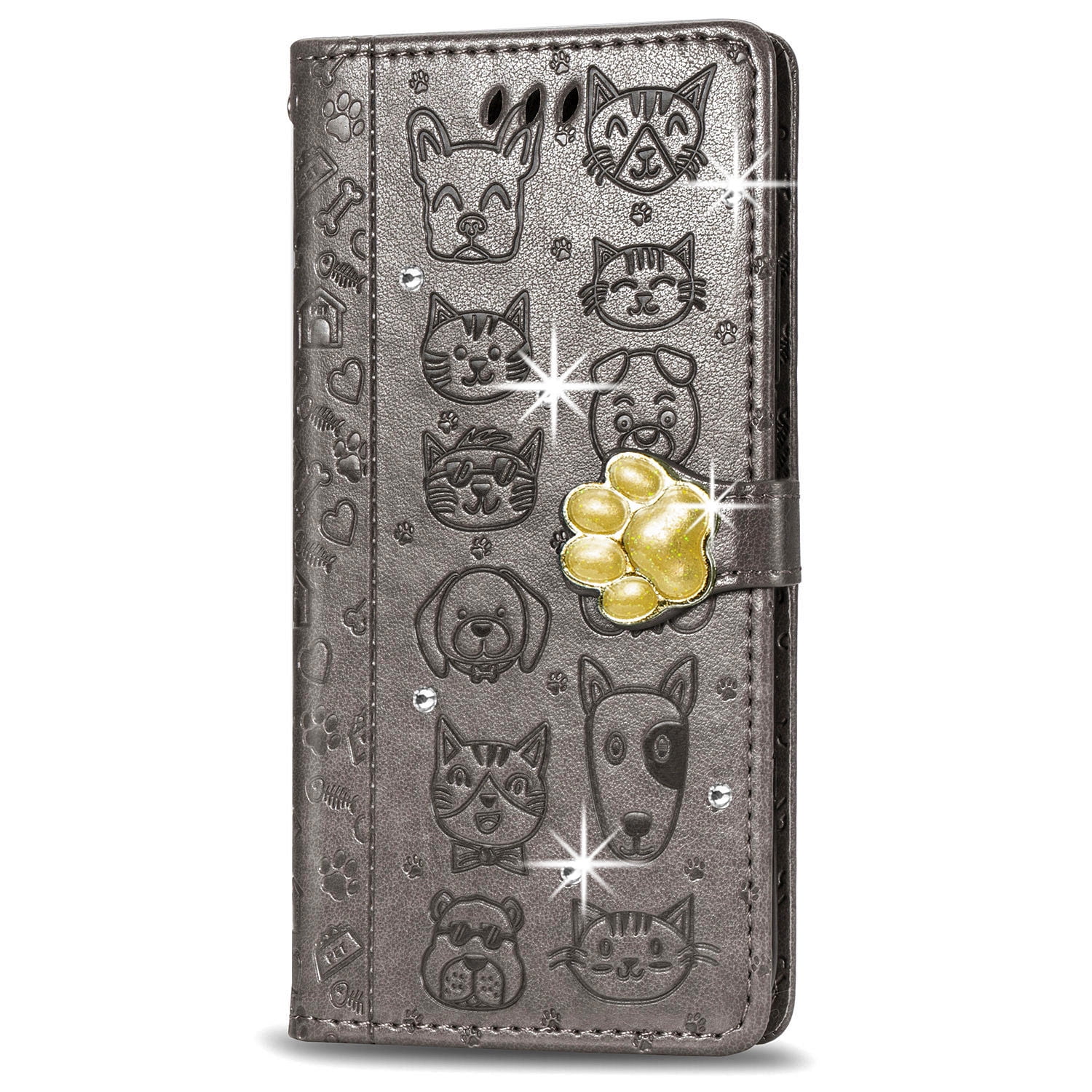 Case for Fujitsu Arrows WE Cartoon girl wallet case, cat dog rhinestone ...