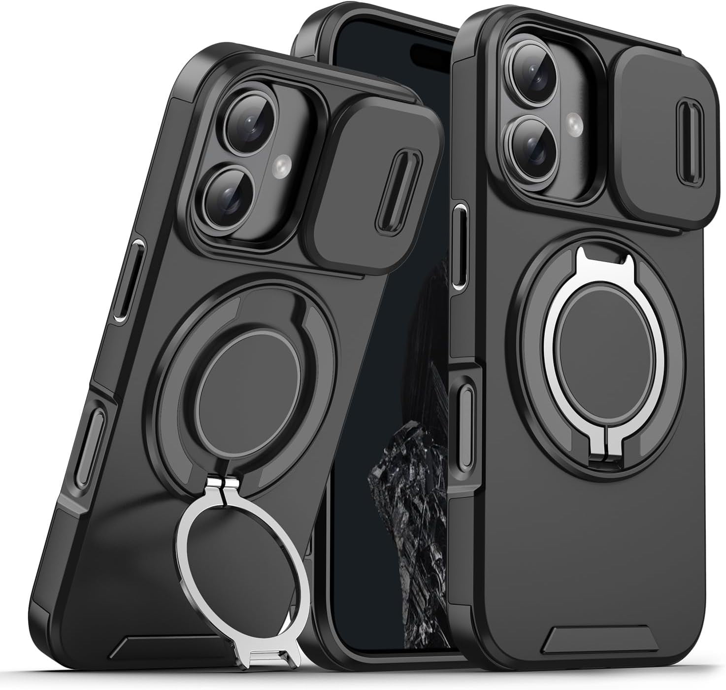 Case for Galaxy A05,Military Grade [Built-in Kickstand] Magnetic Rotate Ring Holder Heavy Duty ...