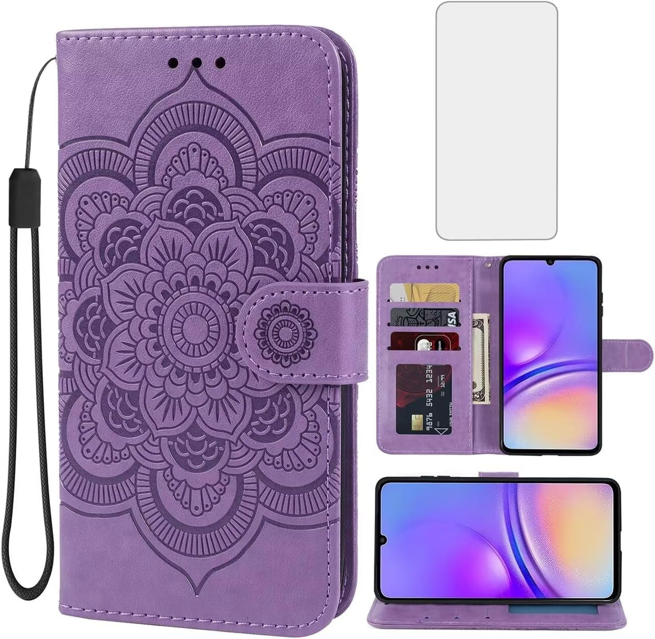 Case for Galaxy A05, for Samsung A05 SM-A055F Flip Case with Tempered ...