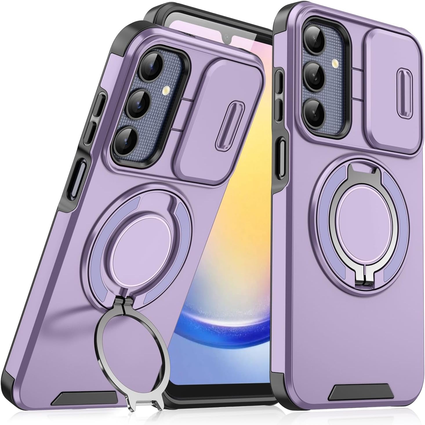 Case for Galaxy A36 5G,Military Grade [Built-in Kickstand] Magnetic Rotate Ring Holder Heavy ...