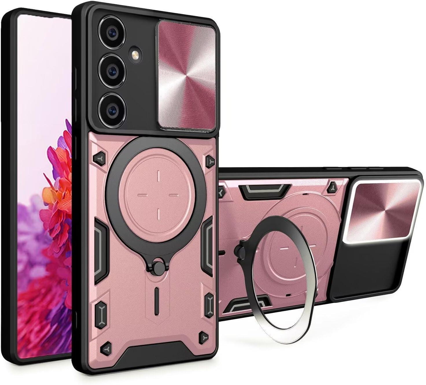 Case for Galaxy A36 5G,Military Grade Flashing [Built-in Kickstand] Magnetic Rotate Ring Holder ...