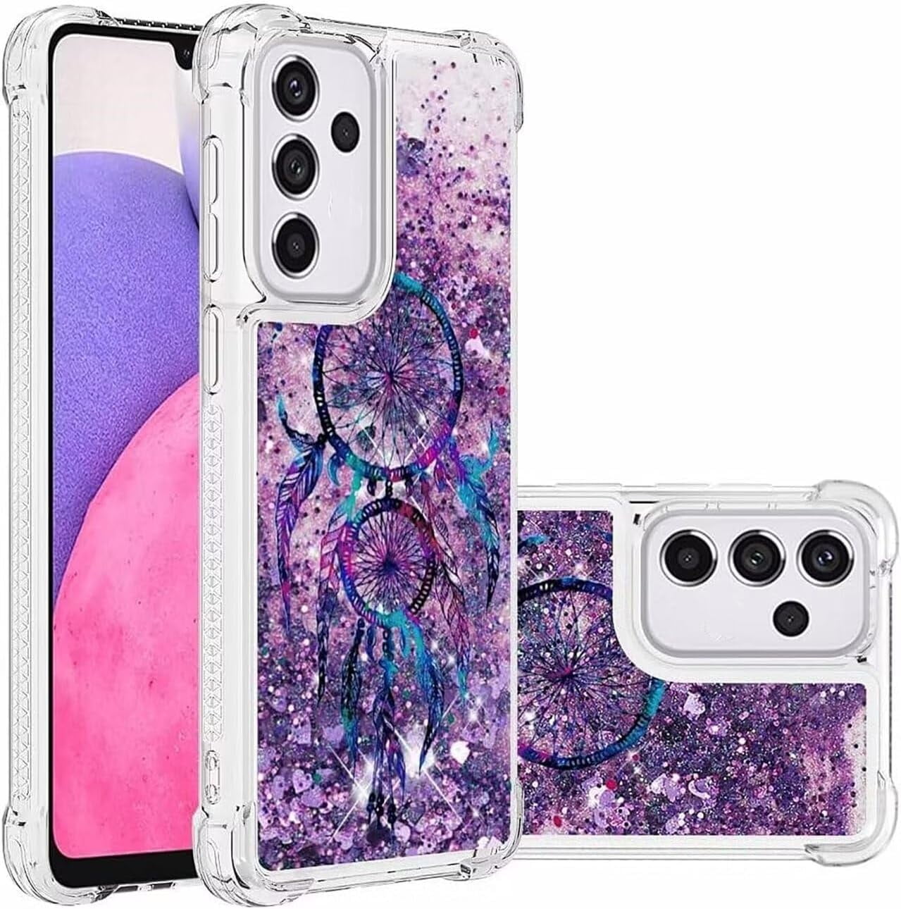 Case for Galaxy A56 5G,Flowing Bling Liquid Hearts Sparkle Moving Glitter Quicksand Waterfall ...