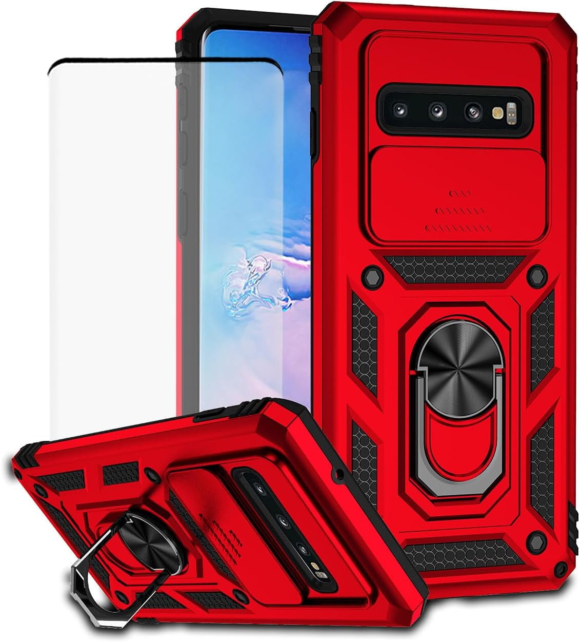 Case for Galaxy S10 Case/Samsung S10 SM-G973U (Not Fit S10 5G) Case with Tempered Glass Screen ...