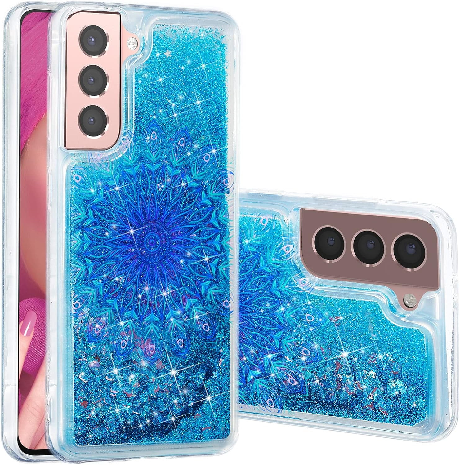 Case for Galaxy S21 5G Sparkling Liquid Floating Phone Case Sparkle Flowing Moving Shock ...