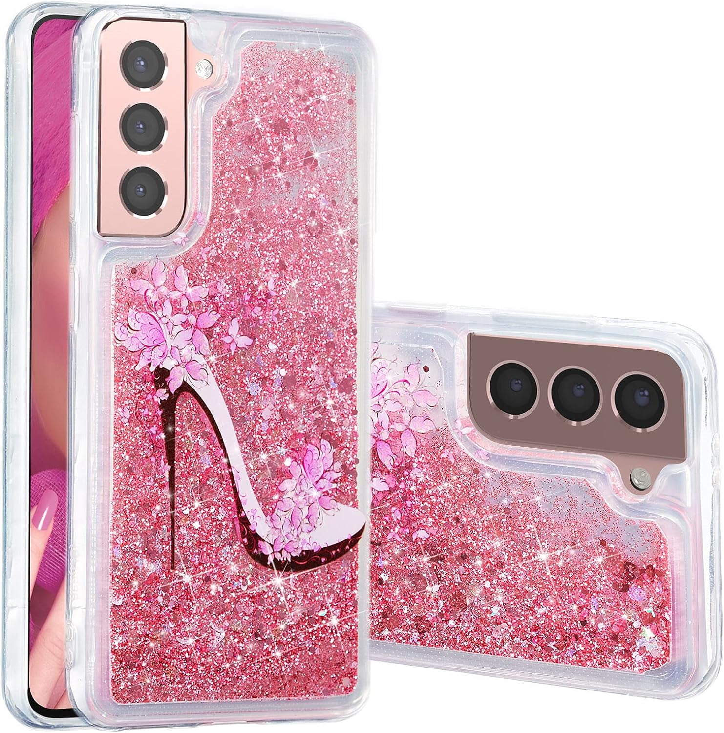 Case for Galaxy S21 5G Sparkling Liquid Floating Phone Case Sparkle ...