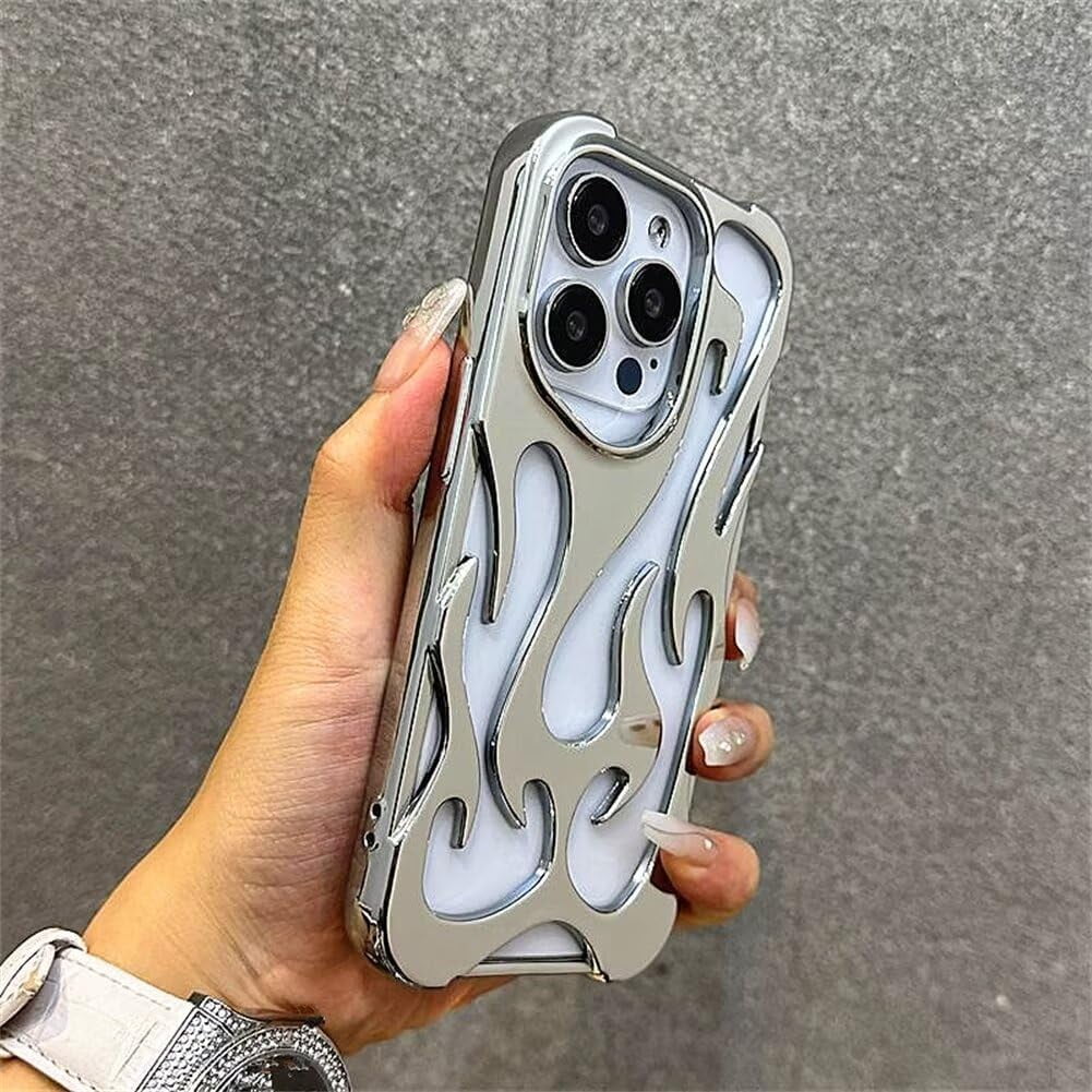 Case For Galaxy S24 Ultra,Luxury Electroplate Glossy Flame Shape Hollow ...