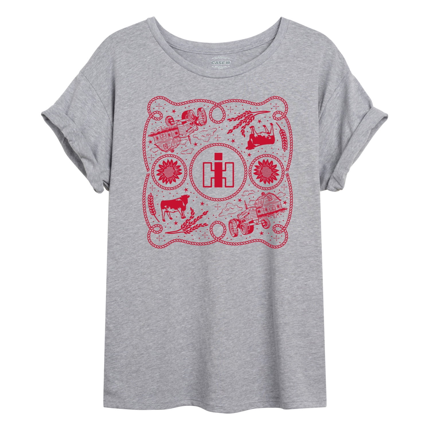 Case IH - Western IH Bandana - Juniors Oversized Graphic T-Shirt ...