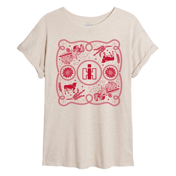 Case IH - Western IH Bandana - Juniors Oversized Graphic T-Shirt ...