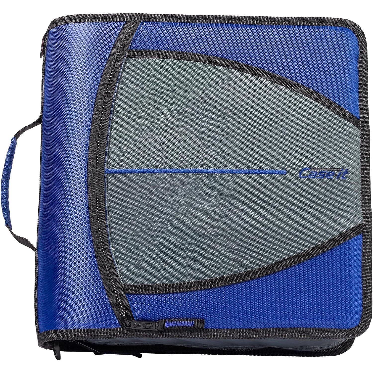"Case It 3-Inch Mighty Zip Tab Zipper Binder, Blue, D-146, Holds 600 ...