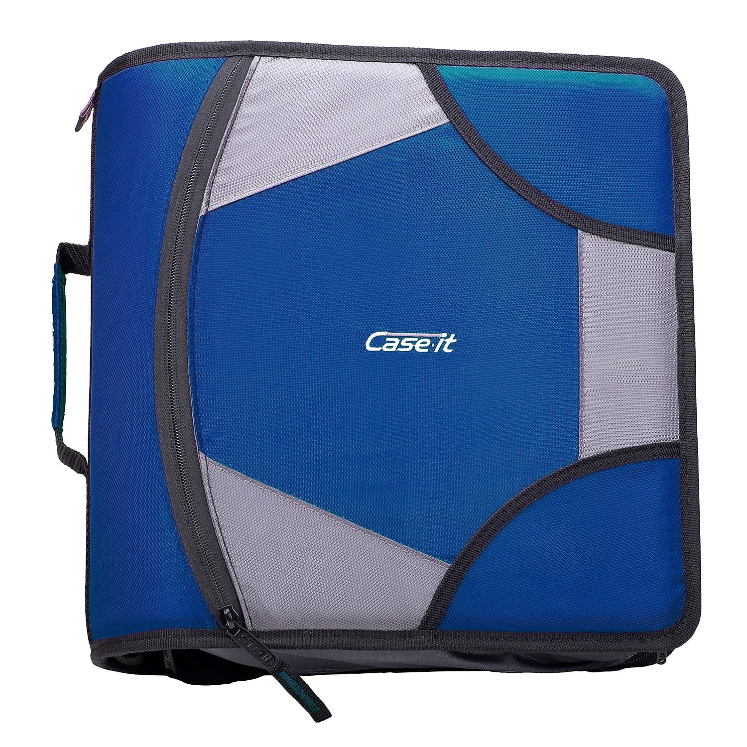 "Case It 4"" Blue Zipper Binder with Shoulder Strap, Three D-Ring, and ...
