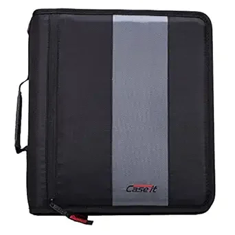 Case It 2" O-Ring Zipper Binder with Messenger Flap, Black, M-276 ...