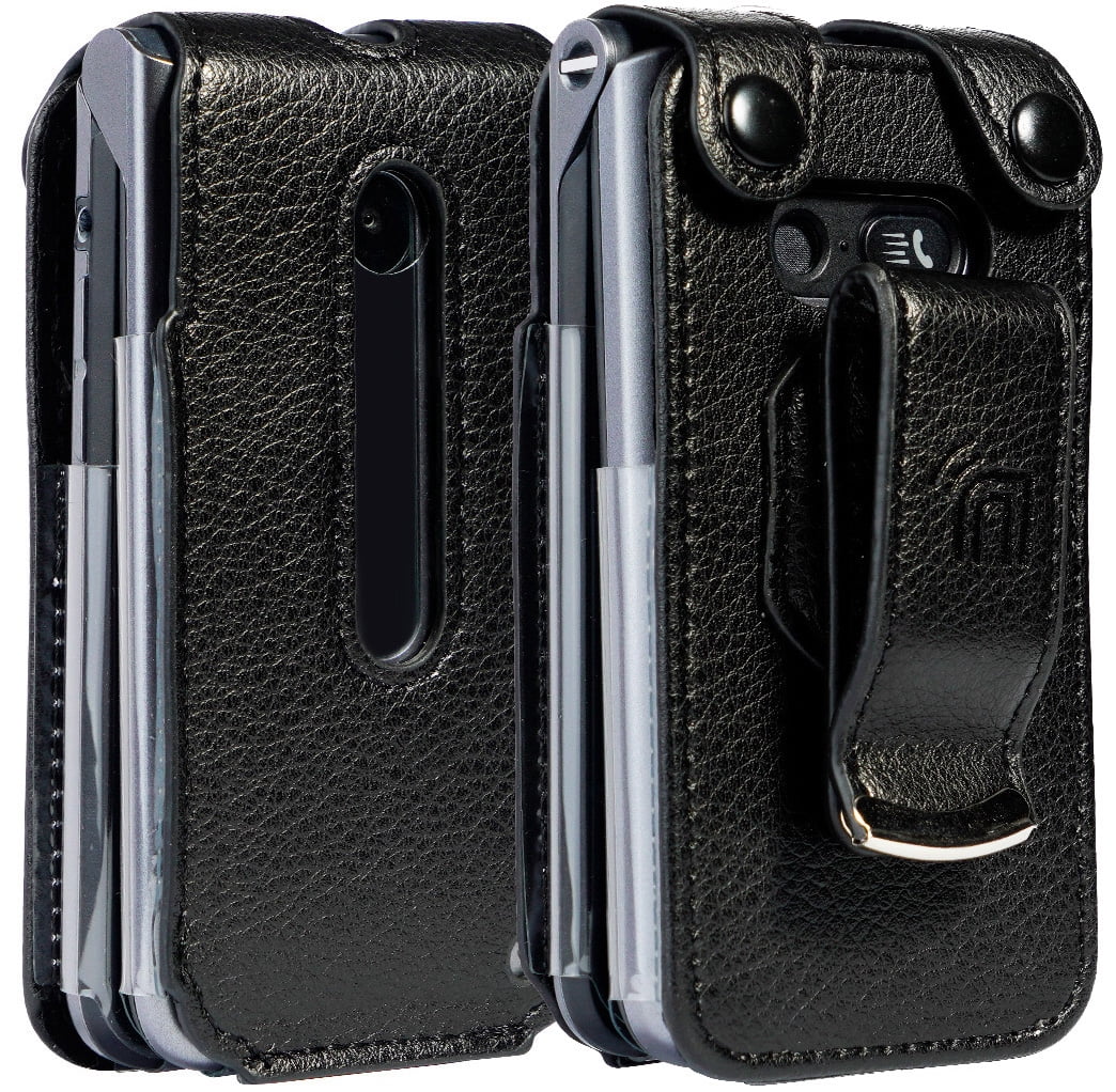 Case for LG Classic Flip Phone, Nakedcellphone [Black Vegan Leather ...