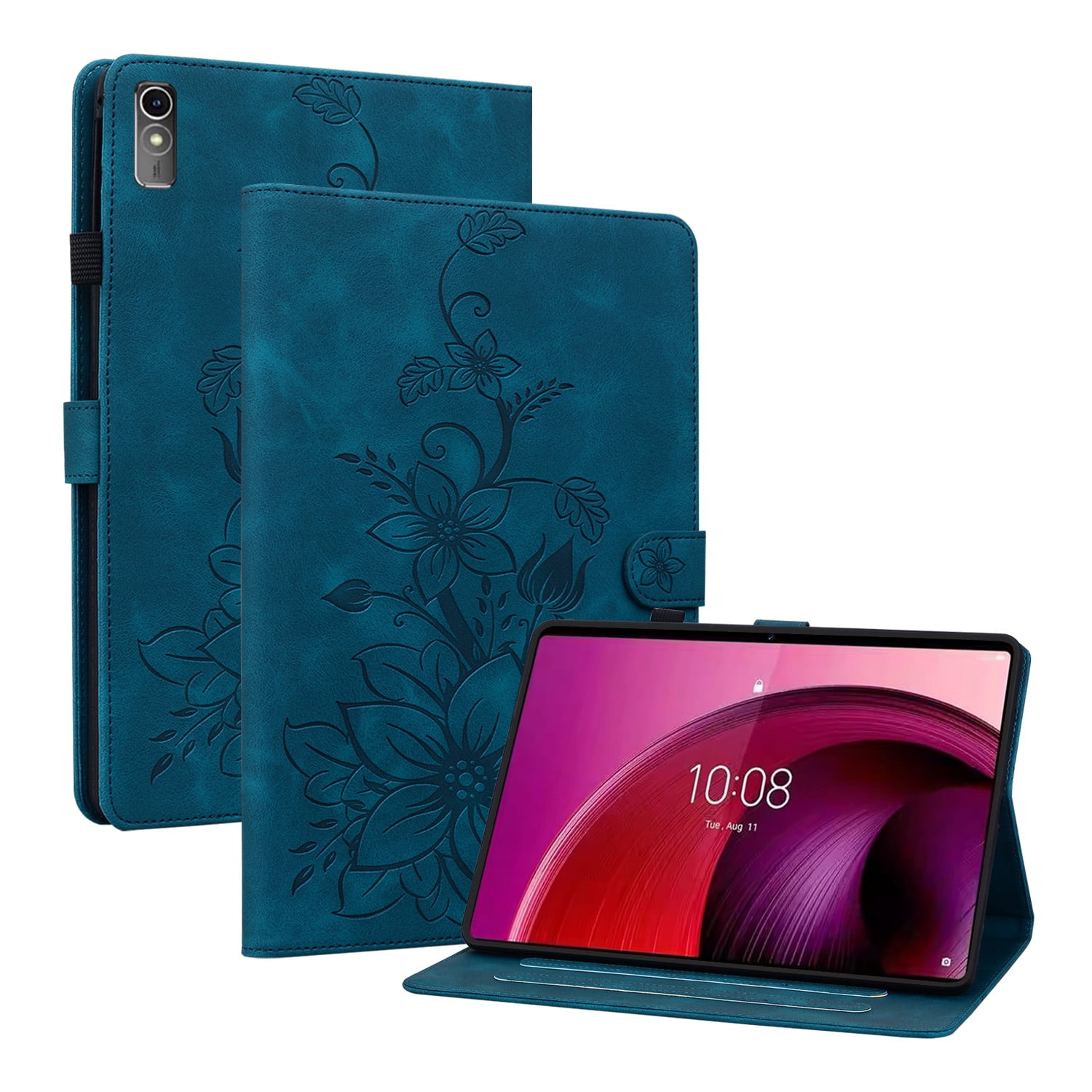 Case for Lenovo Tab M10 5G 10.6" 2023, Flower Pattern PU Leather Multi ...