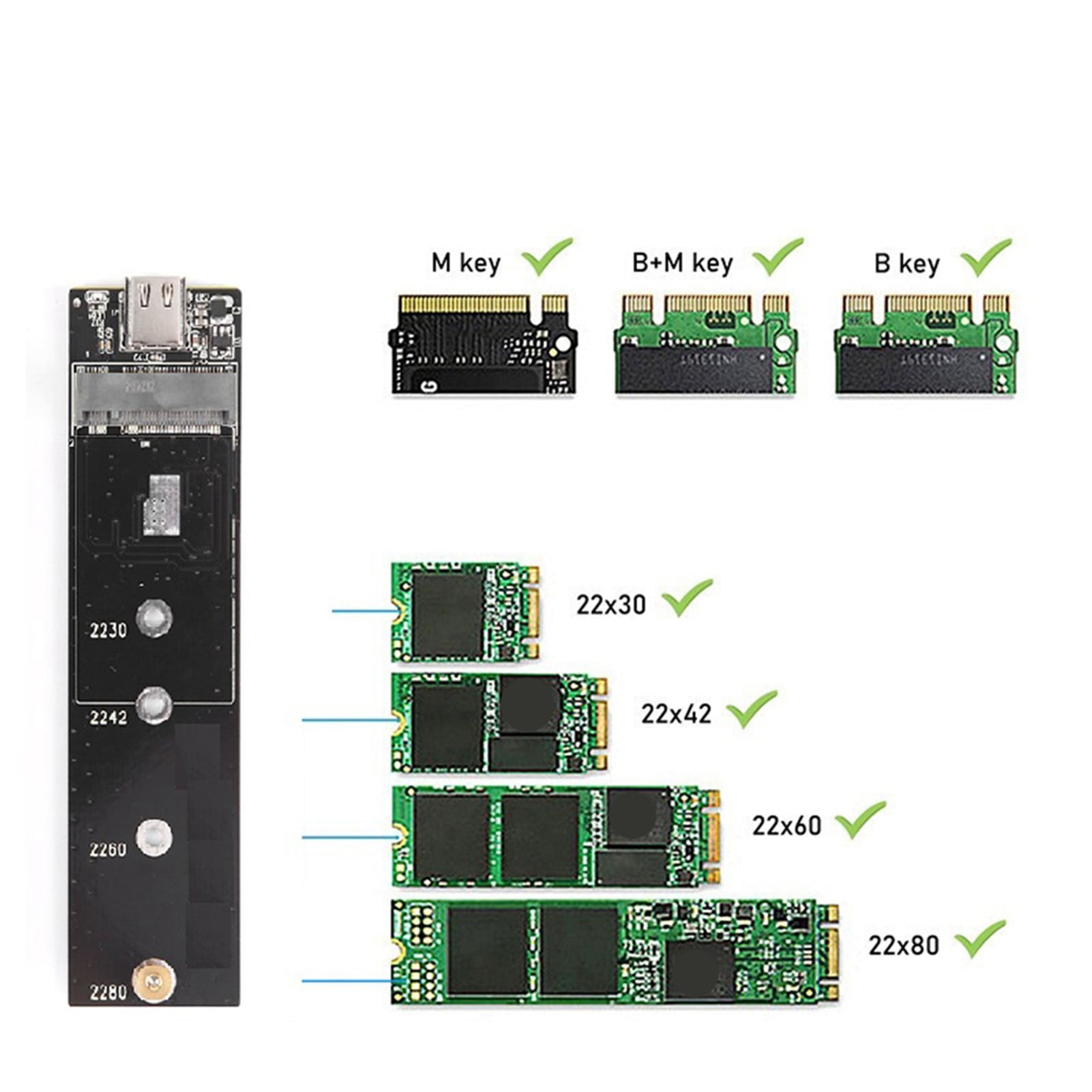 Case M.2 NVMe/ Dual Protocol Mobile Hard Disk Case USB3.1 Type-C ...