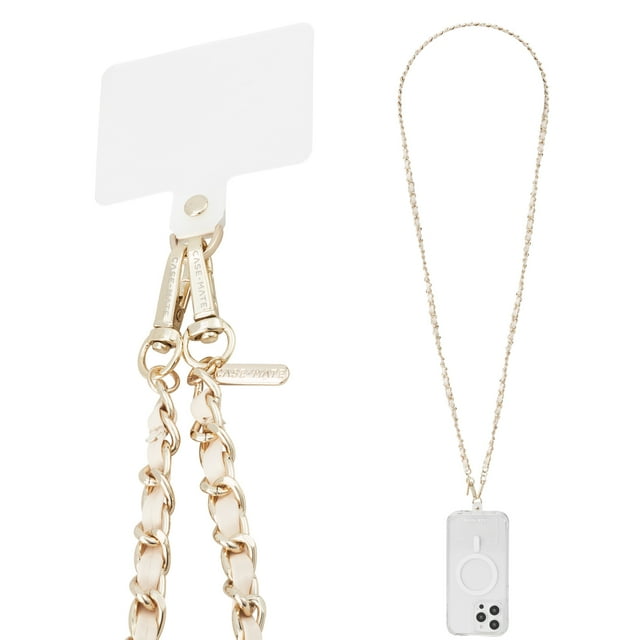 Case-Mate Phone Leather Crossbody Chain - Gold/Cream - Walmart.com