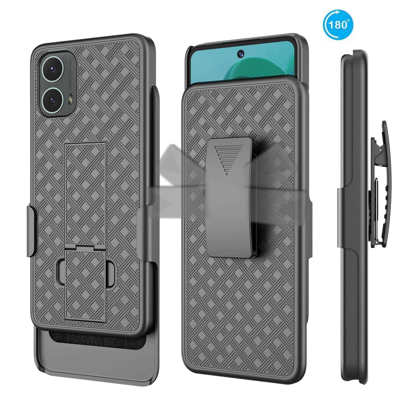 Case for Moto G 5G 2024Case[with Belt Clip Holster Case]Slim Combo Shell with Kickstand Swivel ...