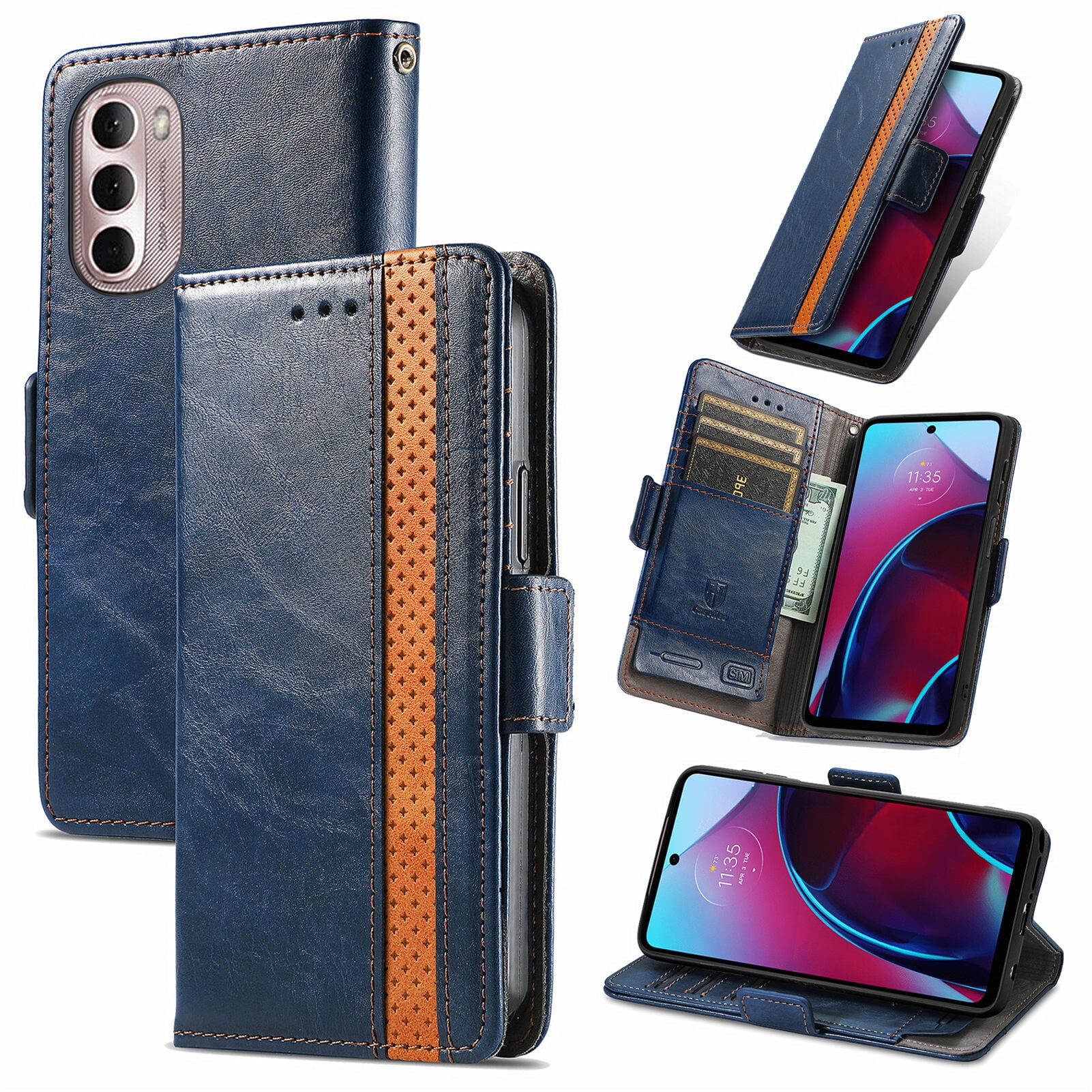 Case for Motorola Moto G Stylus 2022 4G Leather Wallet Folio Magnetic ...