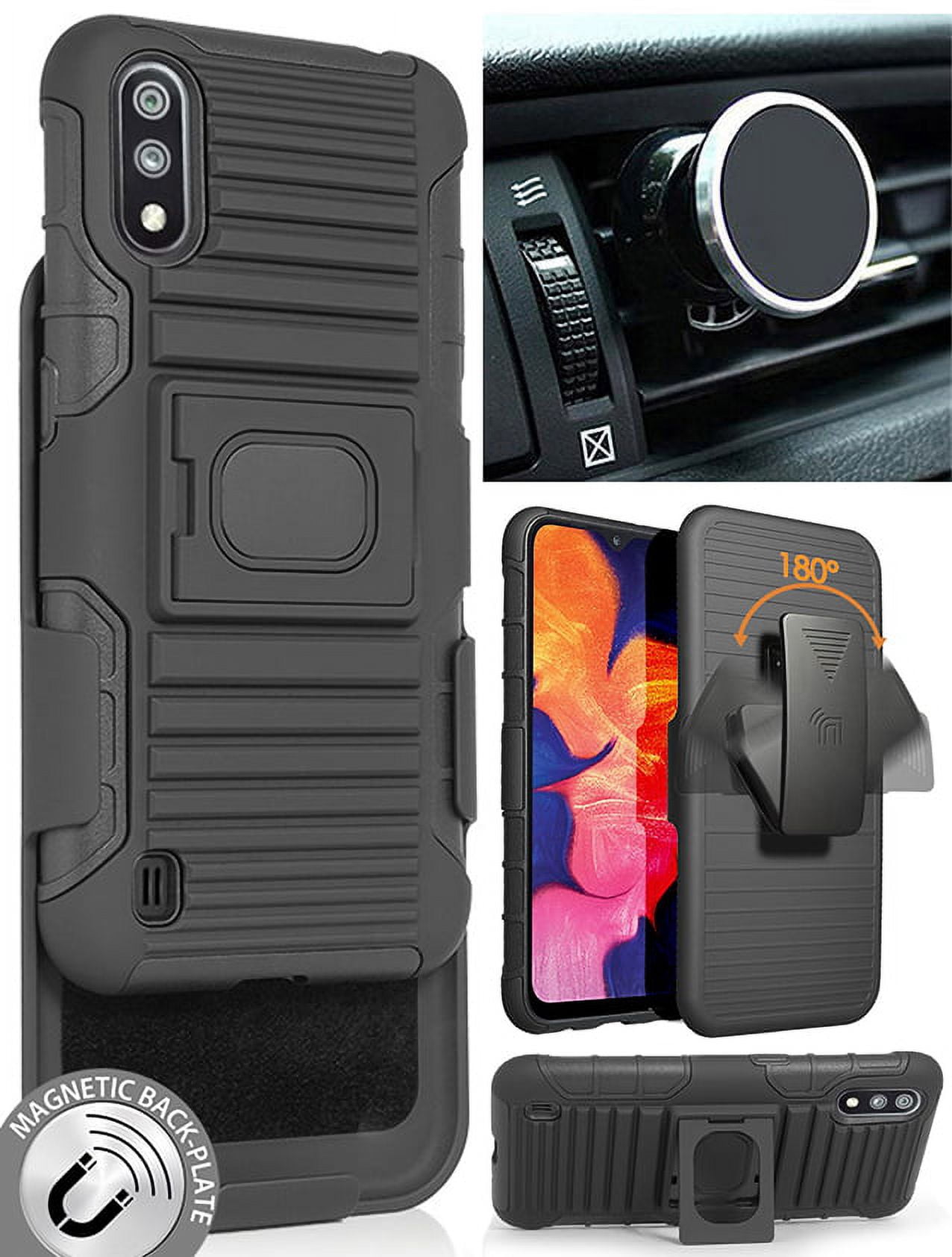 Case/Mount/Clip for Galaxy A01, Nakedcellphone Black Ring Grip Case ...