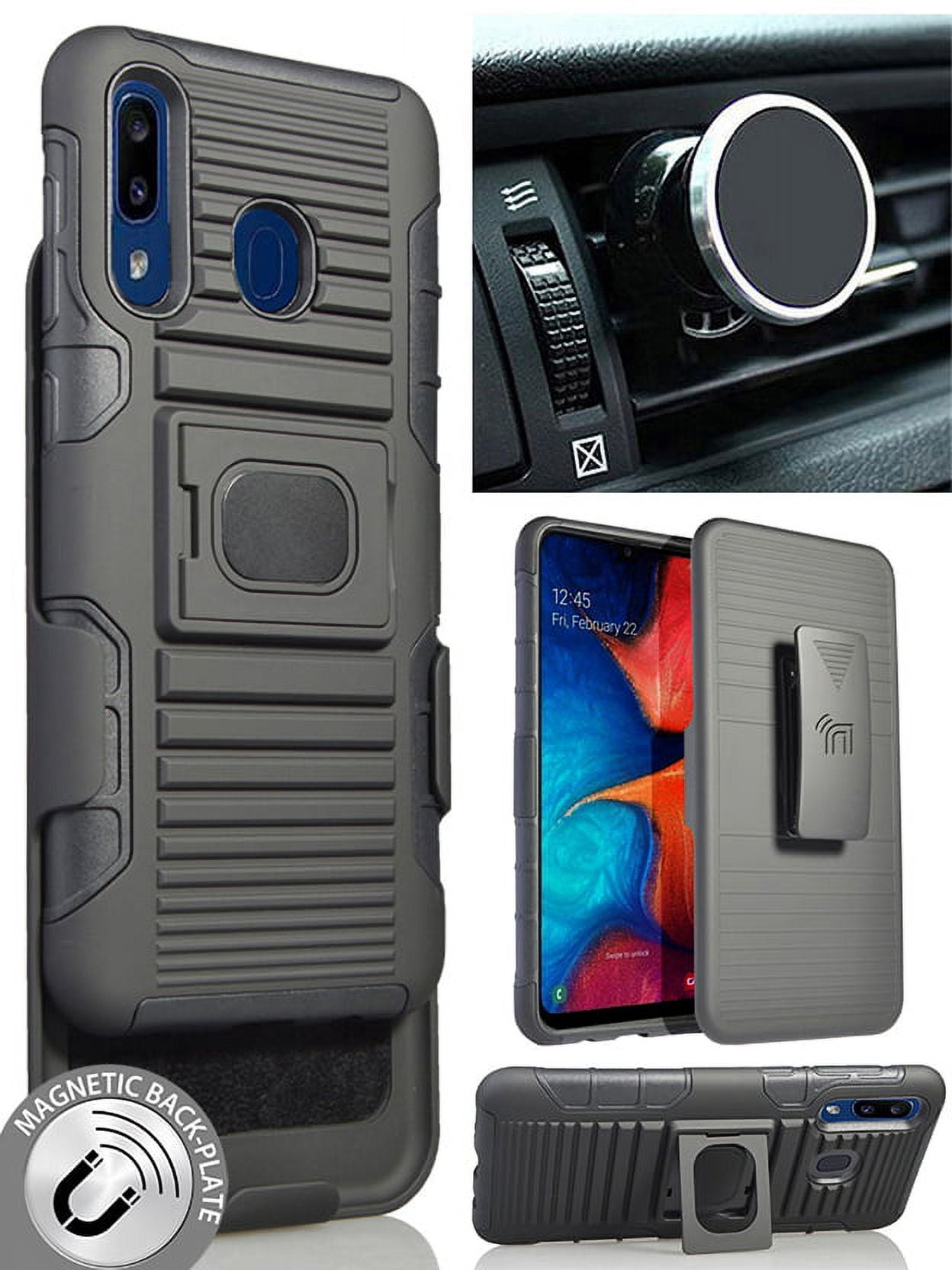Case/Mount/Clip for Galaxy A20, Nakedcellphone Black Rugged Cover [with ...