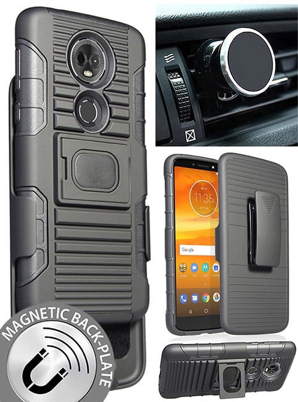Case/Mount/Clip for Moto E5 Plus, Nakedcellphone Black Ring Grip Case ...