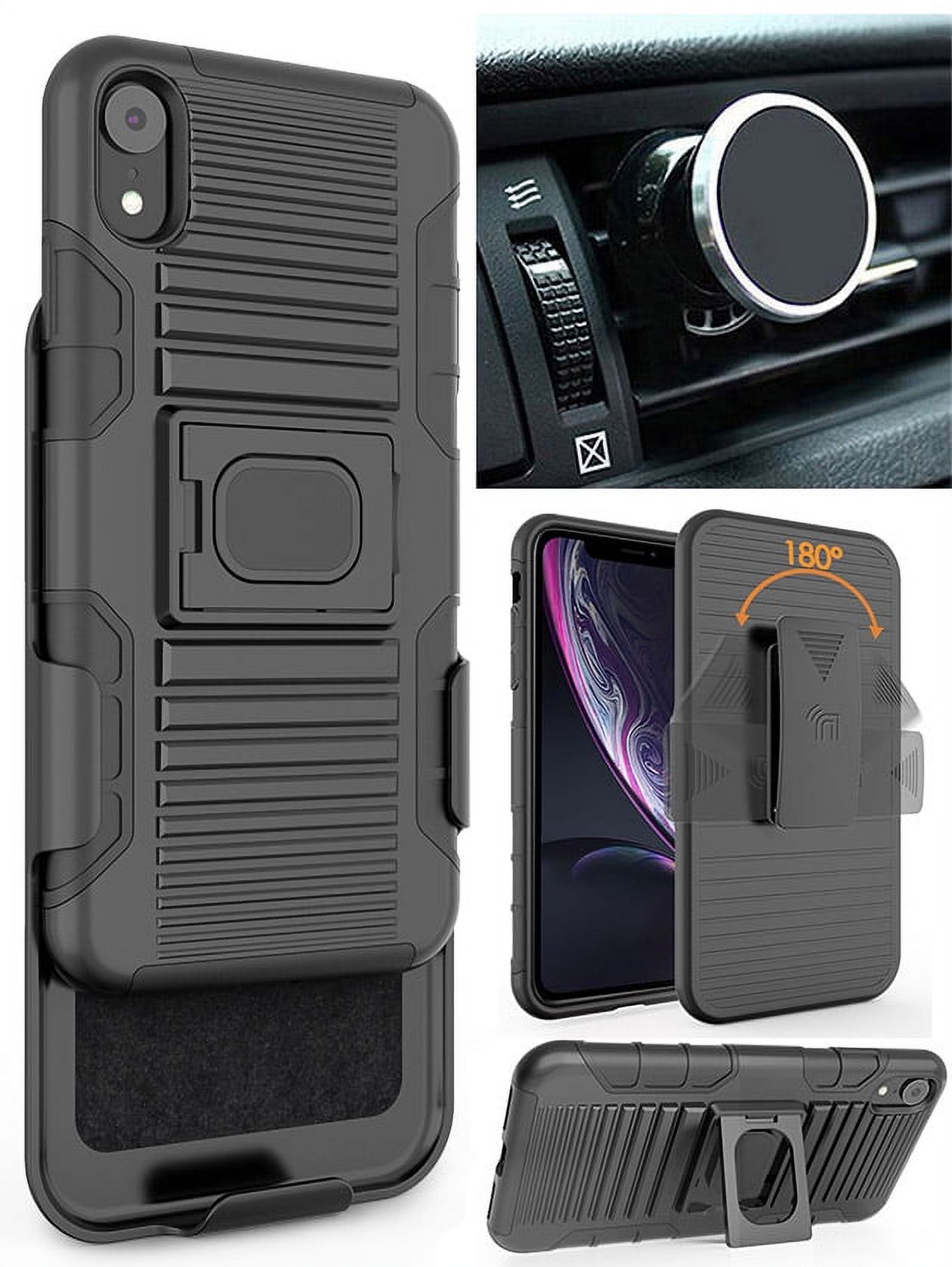 Case/Mount/Clip for iPhone XR, Nakedcellphone Black Ring Grip Case ...