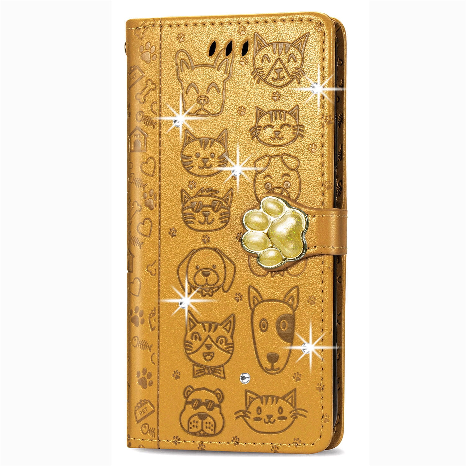 Case for Nokia C210 Cartoon girl wallet case, cat dog rhinestone style ...