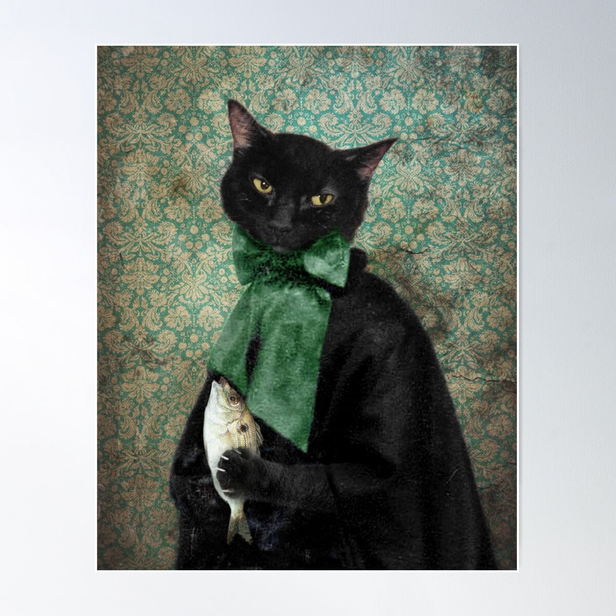 Case Of The Missing Fish - Black Cat Poster Wall Art, Modern Wall Decor ...