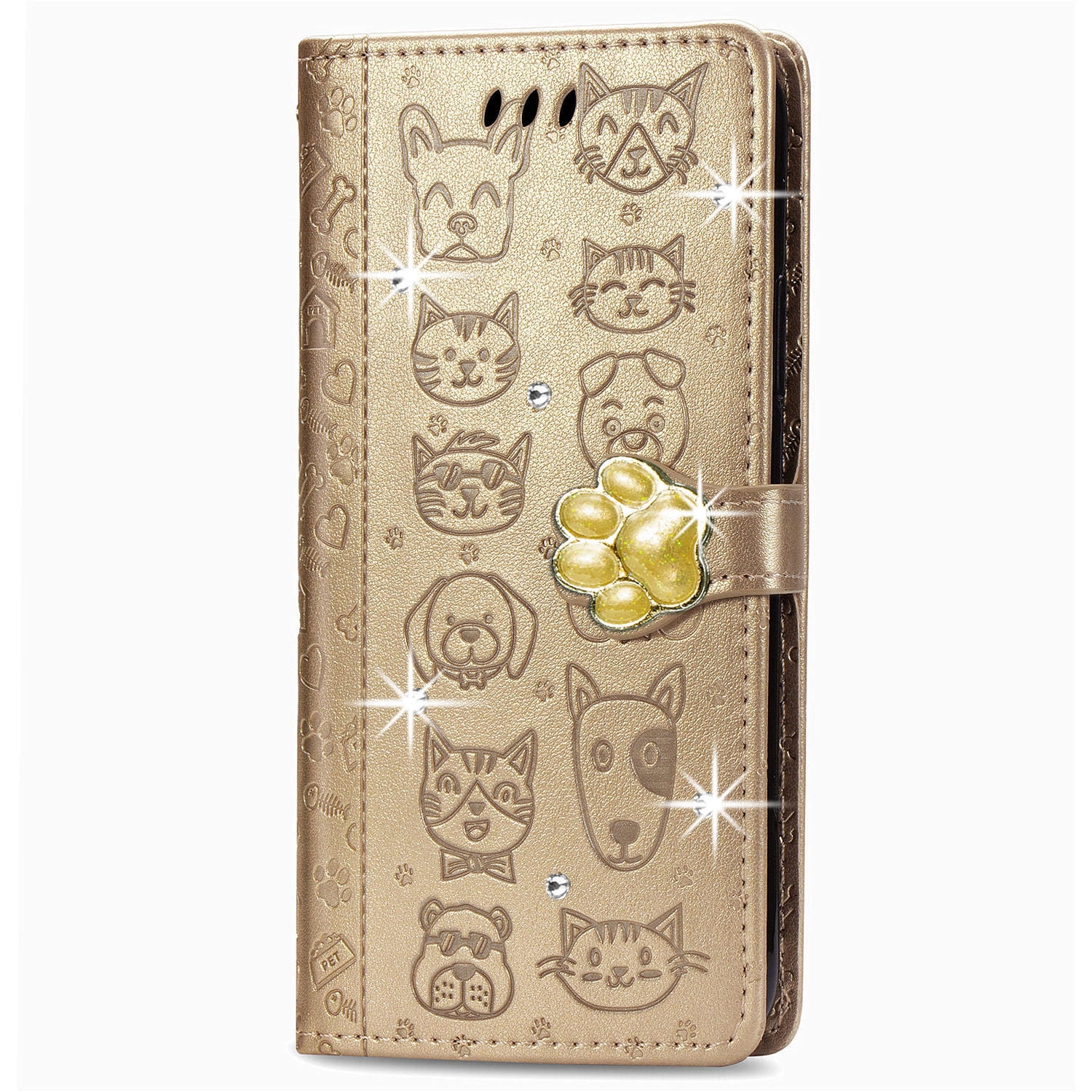 Case for SHARP Sense 5G Cartoon girl wallet case, cat dog rhinestone ...