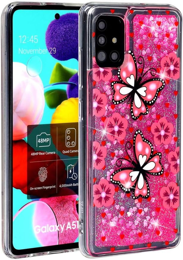 Case for Samsung Galaxy A51, Galaxy A51 Case Cute Pink Glitter Luxury ...