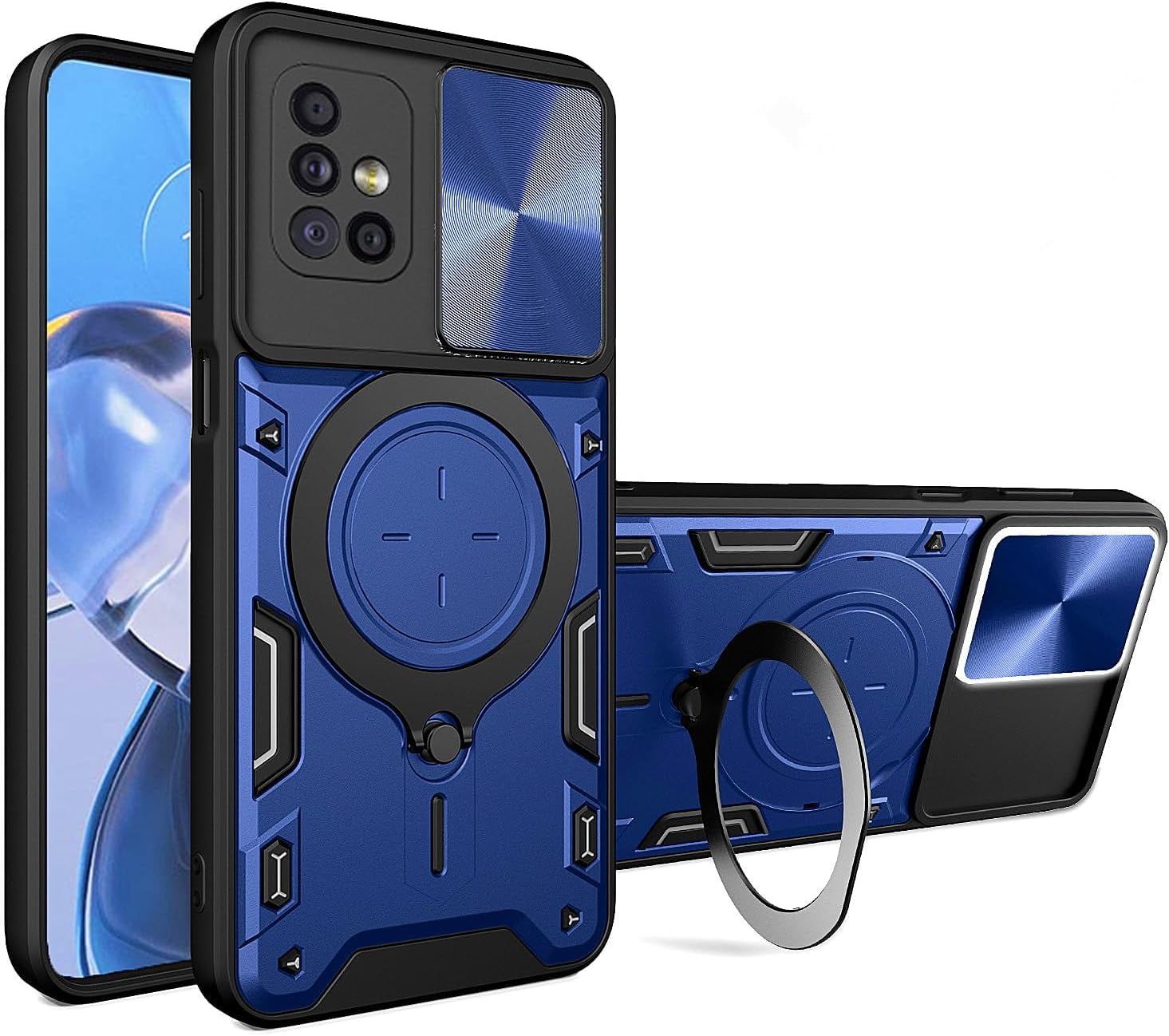 Case for Samsung Galaxy A71 5G,Military Grade Flashing [Built-in Kickstand] Magnetic Rotate Ring ...