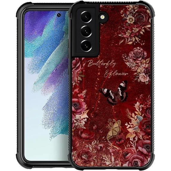 Case for Samsung Galaxy S21 FE,Artistic Retro Floral Butterfly Patten ...