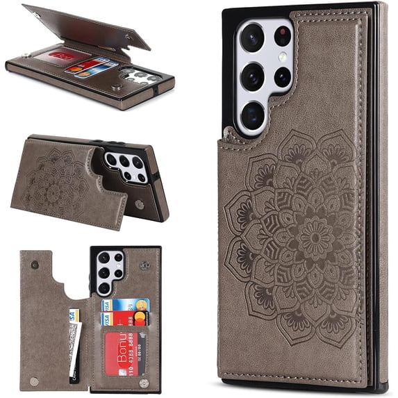 Case for Samsung Galaxy S22 Ultra 5G, Glitter PU Leather Case with [Two ...