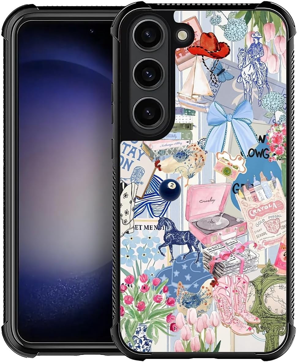 Case for Samsung Galaxy S23 Plus,Floral Cowgirl Collage Patten Design ...