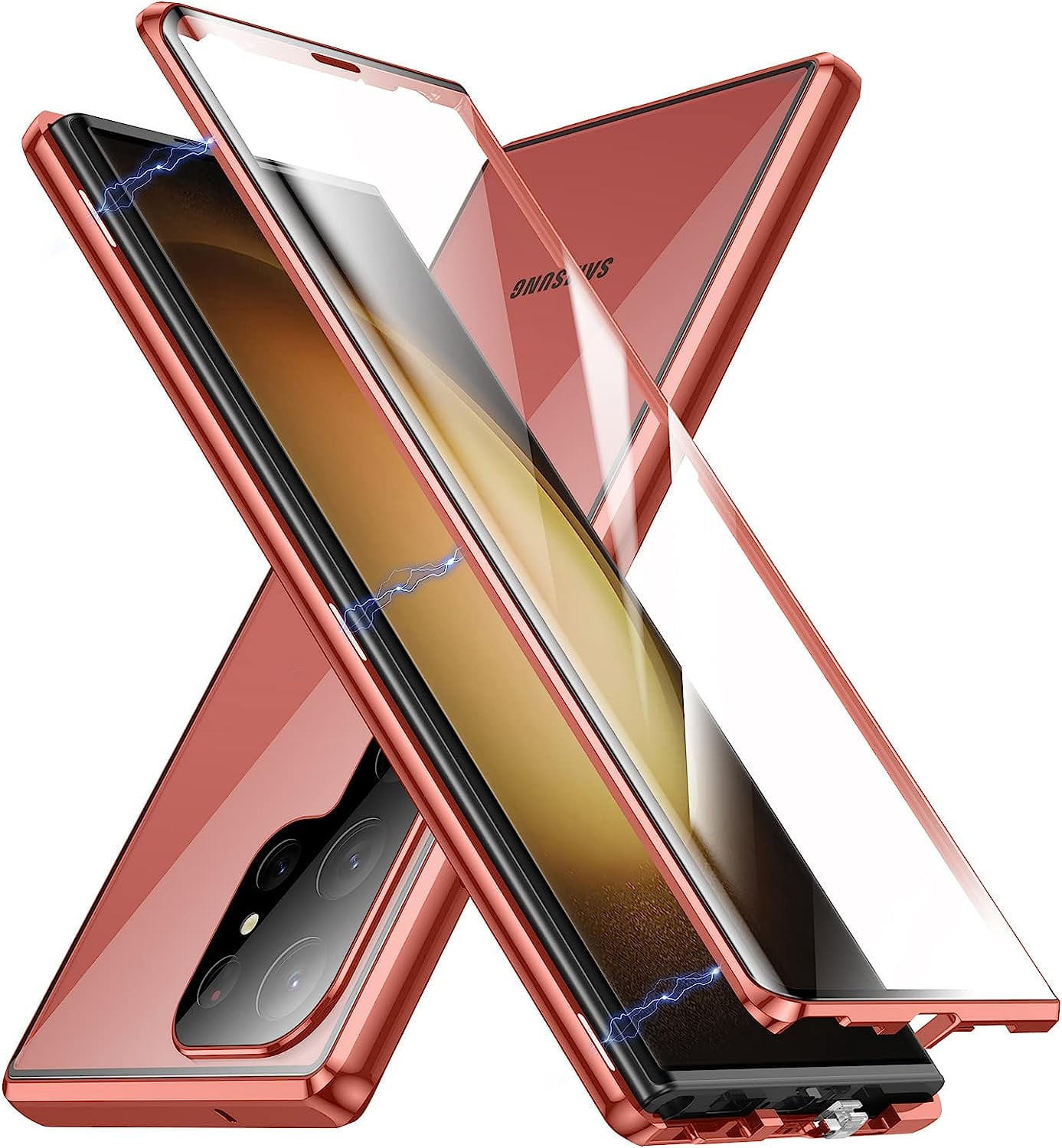 Case for Samsung Galaxy S23 Ultra, 360 Degree Front and Back Clear Tempered Glass Full Body ...