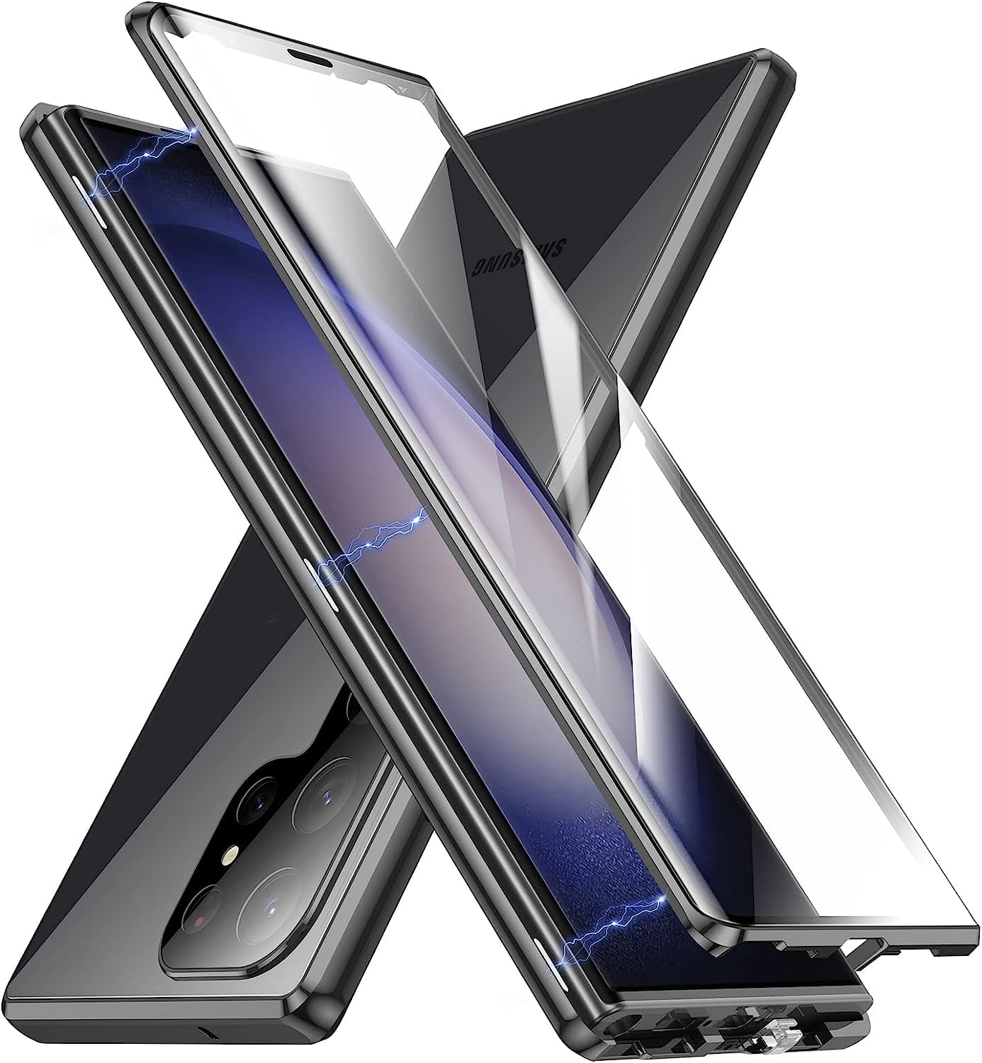 Case for Samsung Galaxy S23 Ultra, 360 Degree Front and Back Clear Tempered Glass Full Body ...