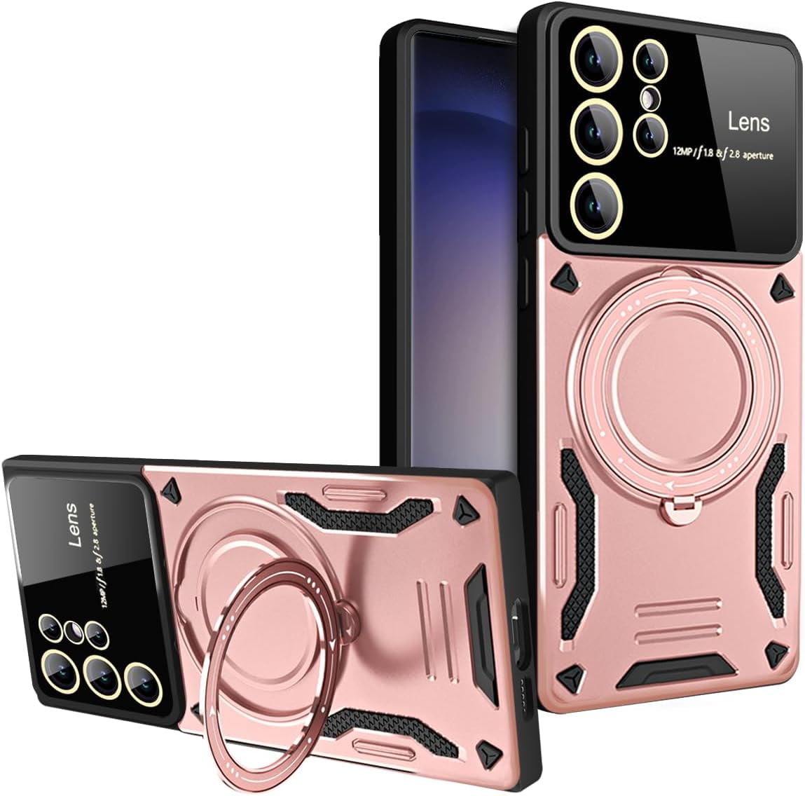 Case for Samsung Galaxy S23 Ultra with Magnetic Attraction 360° Ring Stand Cover for Samsung ...