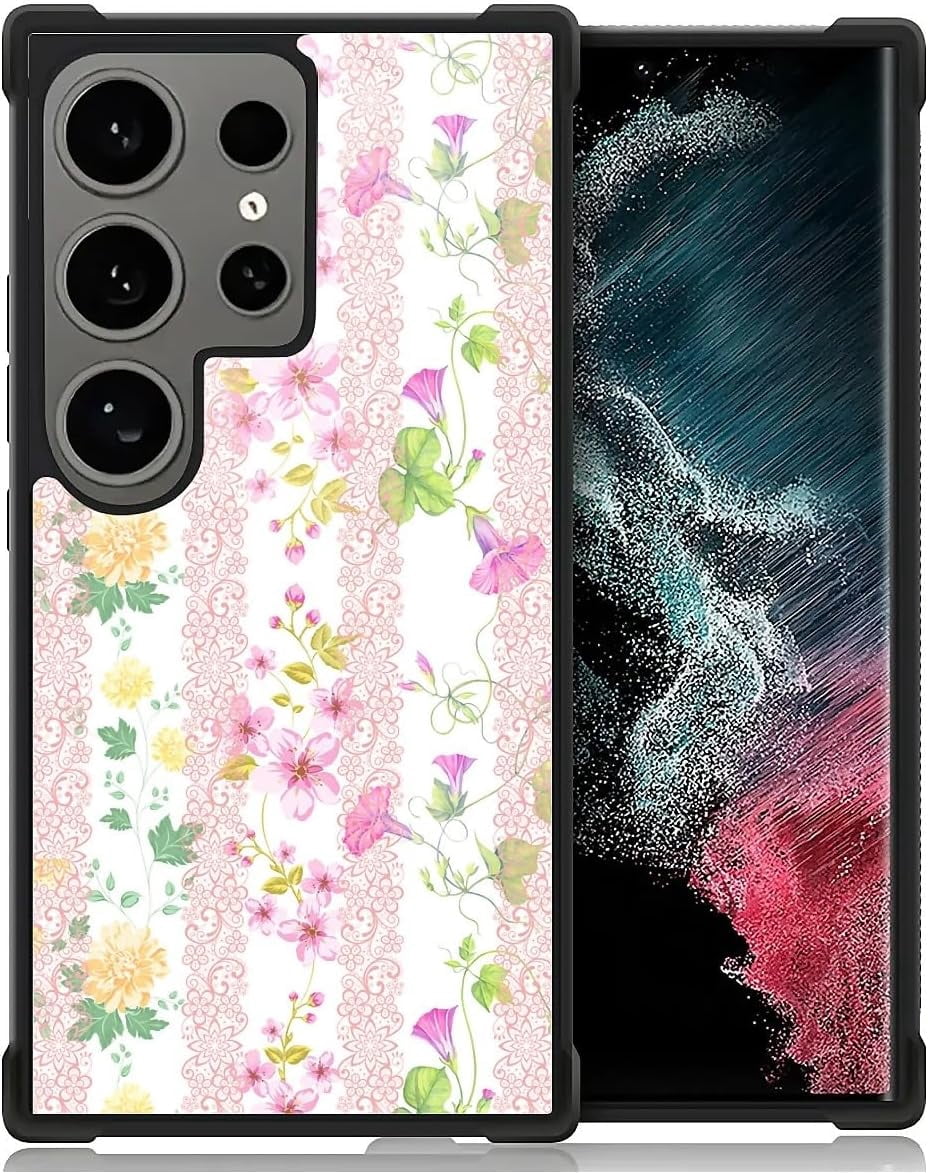 Case for Samsung Galaxy S24 Ultra,Pink Lace Blushing Florals Patten ...