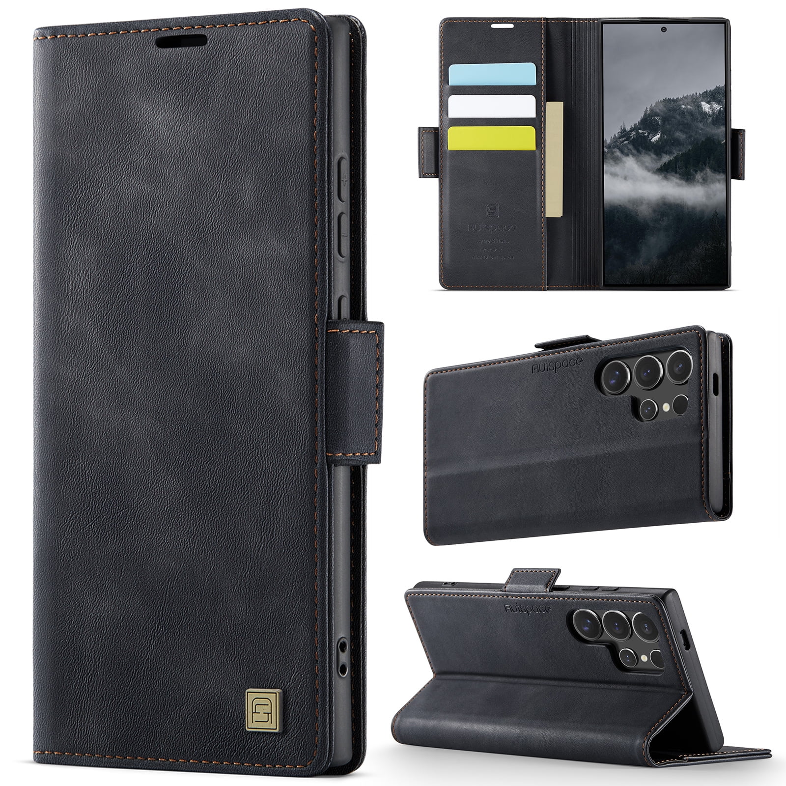 Case for Samsung Galaxy S24 Ultra, Premium PU Leather Flip Wallet Cover ...