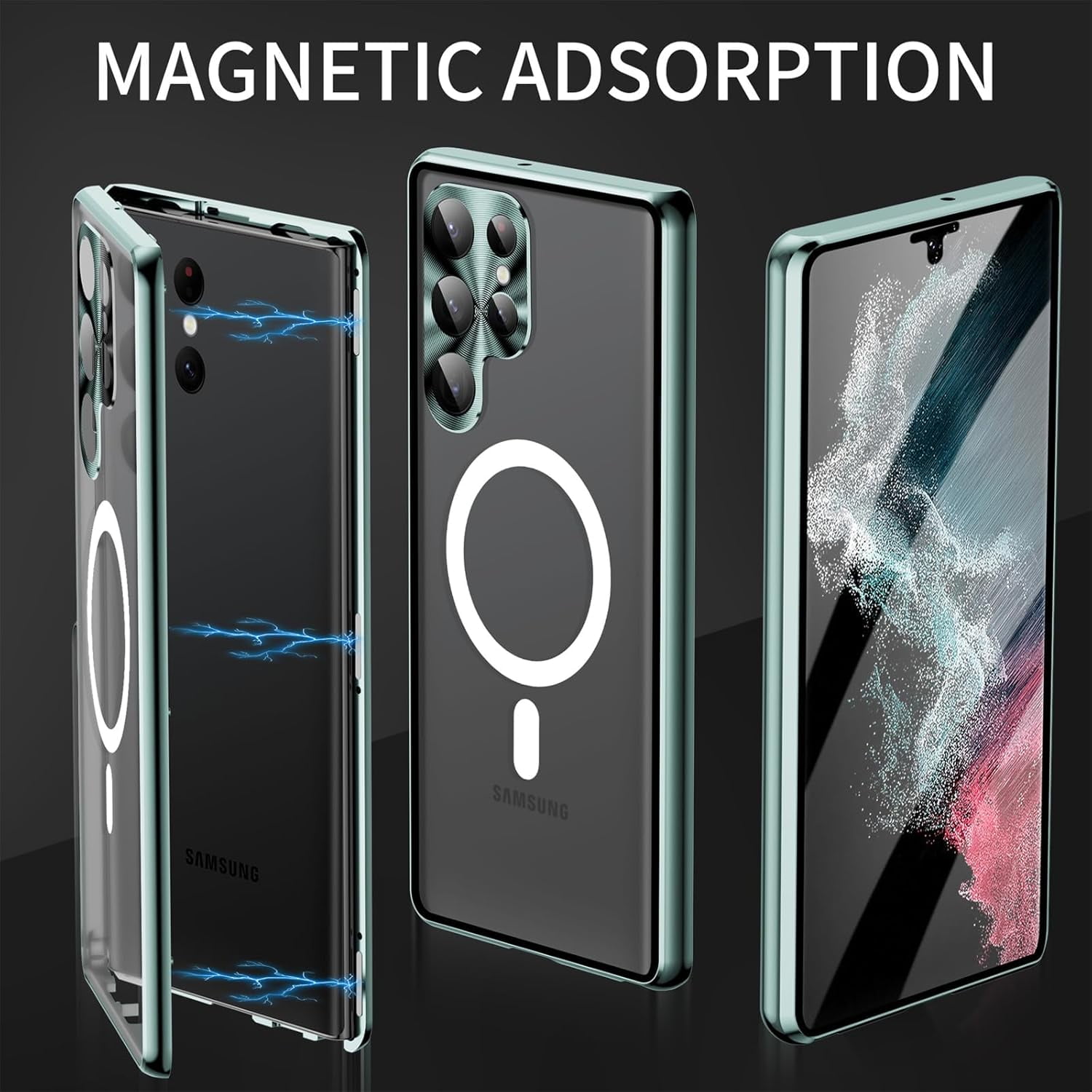 Case for Samsung Galaxy S24 Ultra/S24 Plus/S24, Safety Lock + Magnetic Adsorption Double Sided ...