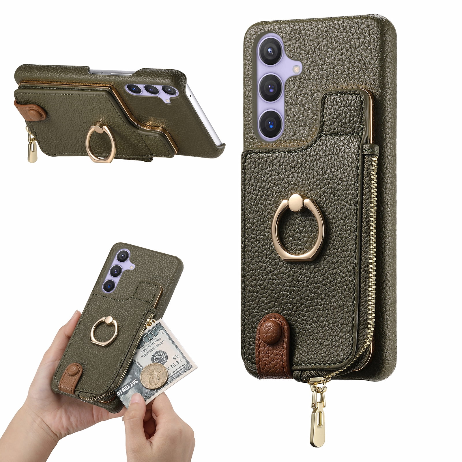 Case for Samsung Galaxy S24+ Zipper Wallet Case, PU Leather Case with ...