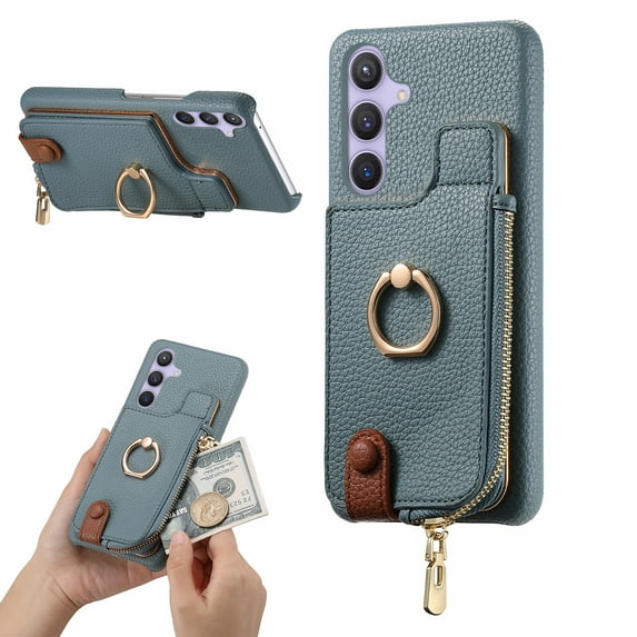 Case for Samsung Galaxy S24+ Zipper Wallet Case, PU Leather Case with ...