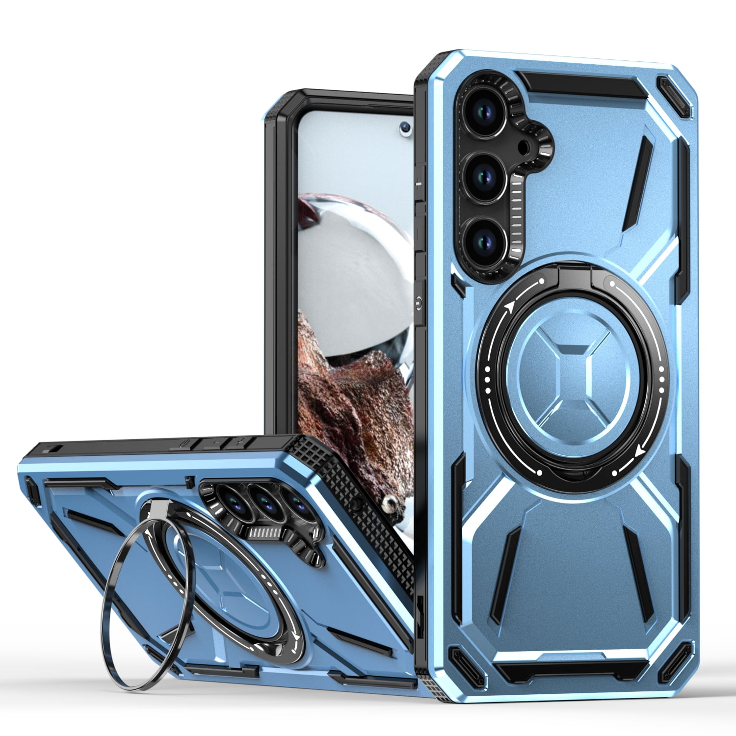 Case for Samsung Galaxy S25+ with Ring Stand, Support Magnetic Charging ...