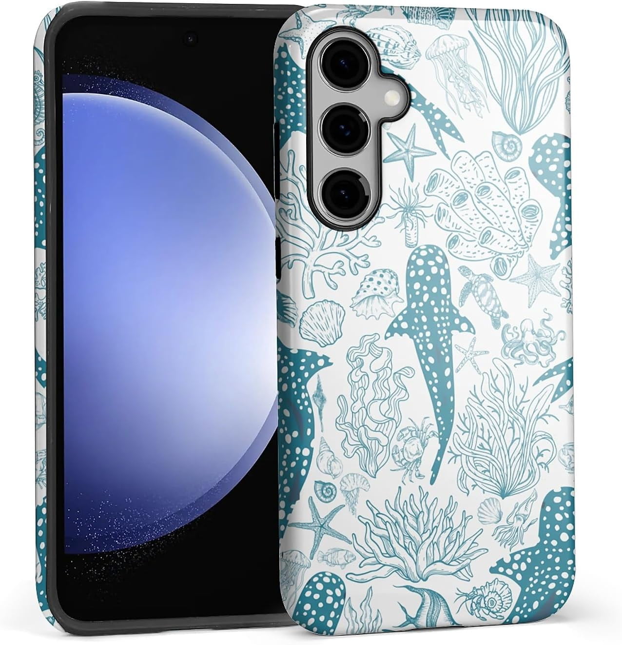 Case for Samsung Galaxy S25,Whale Shark Coral Reef Ocean Seashells-01 ...