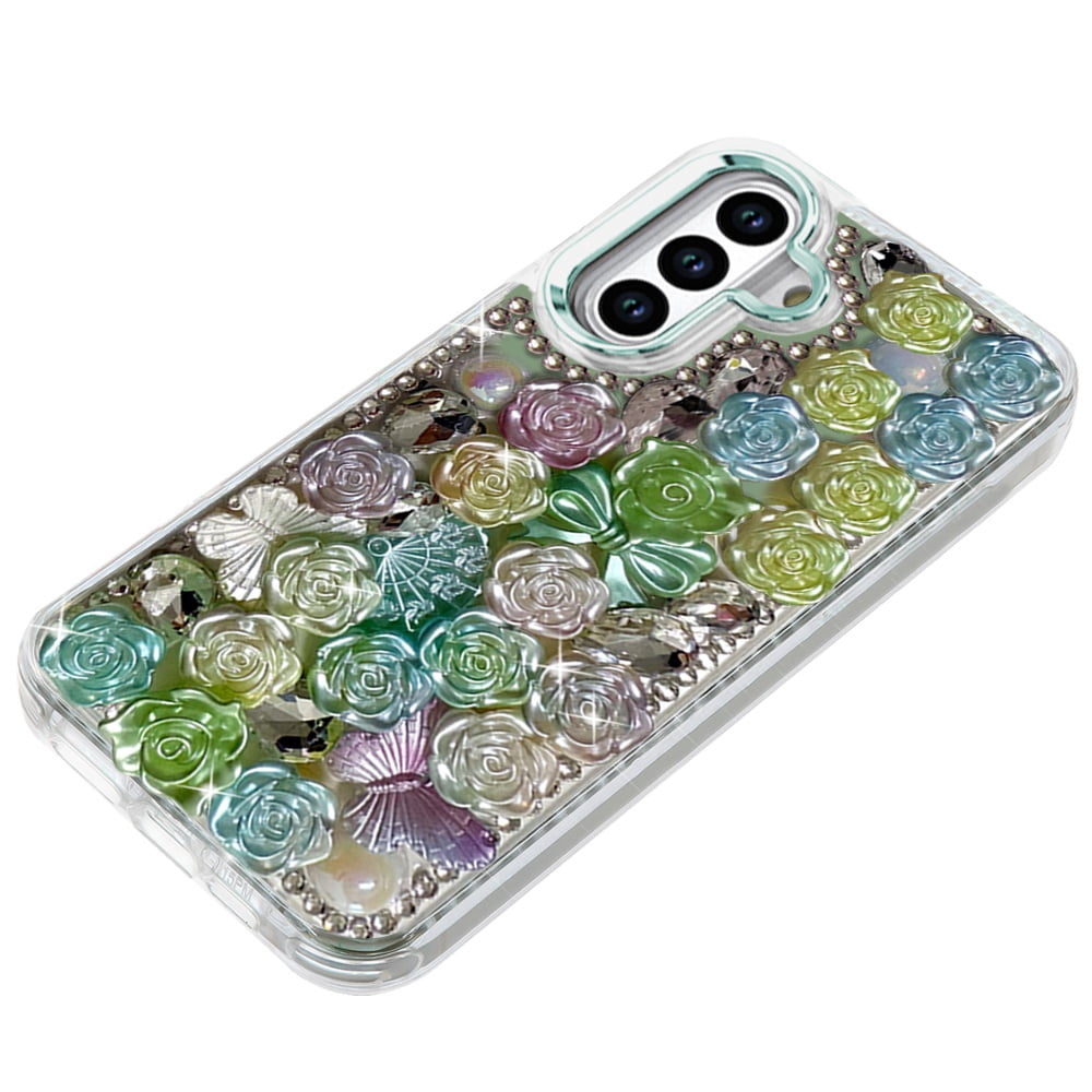 Case for Samsung Galaxy S26 Muti-Color Floral Fashion Bling Crystal 3D ...