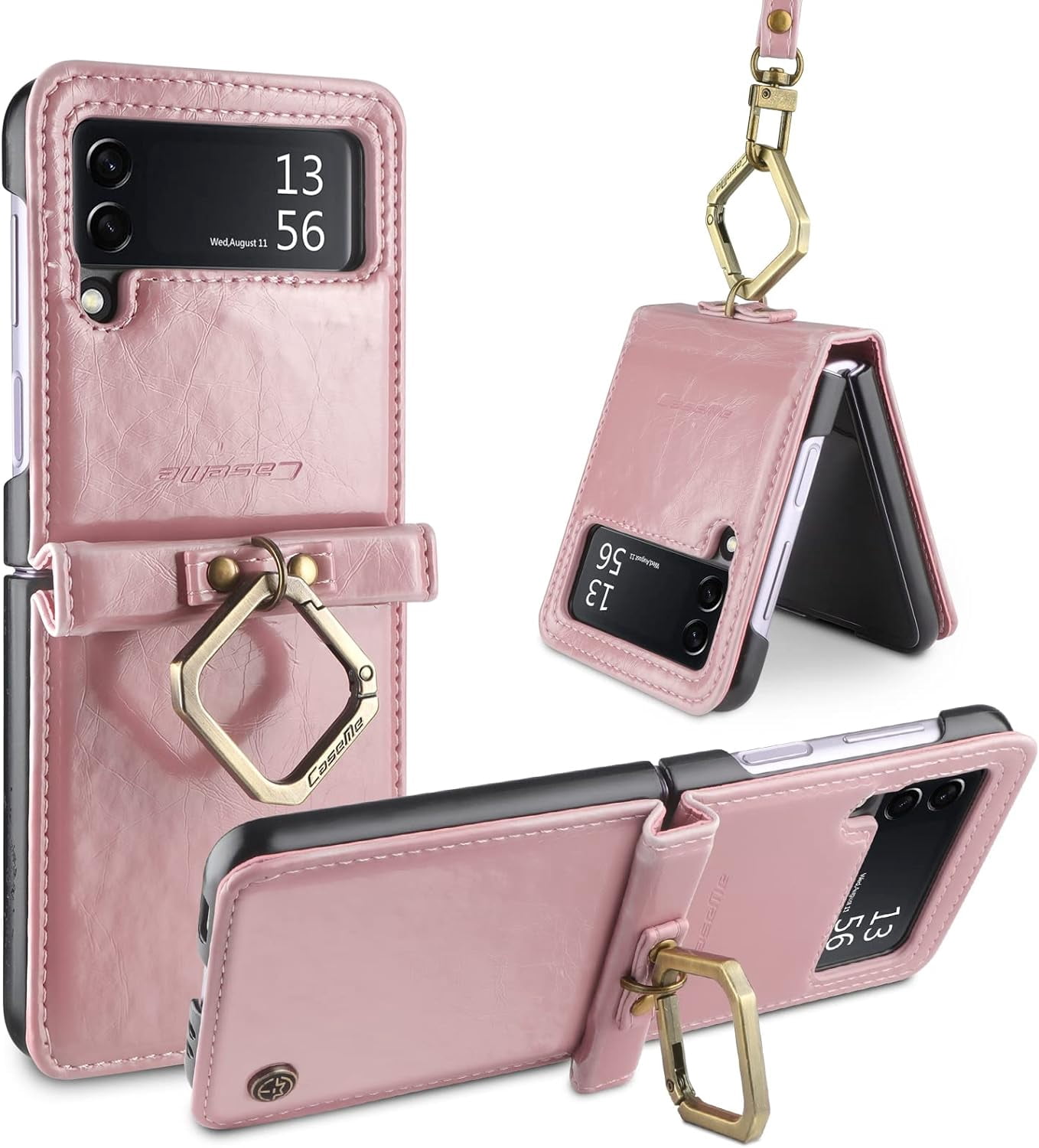 Case for Samsung Galaxy Z Flip 3 with Wrist Strap, Luxury Soft PU ...