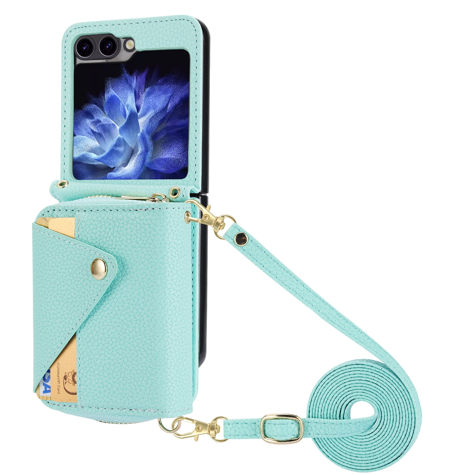 Case for Samsung Galaxy Z Flip 6 Flip 5 Wallet Case, with Crossbody ...