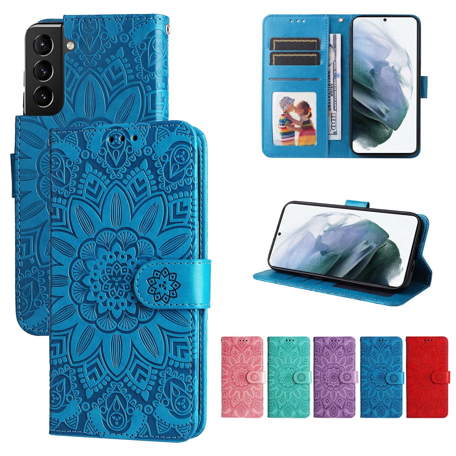 Case for Samsung S21,Premium PU Leather Magnetic Flip Wallet Case with ...