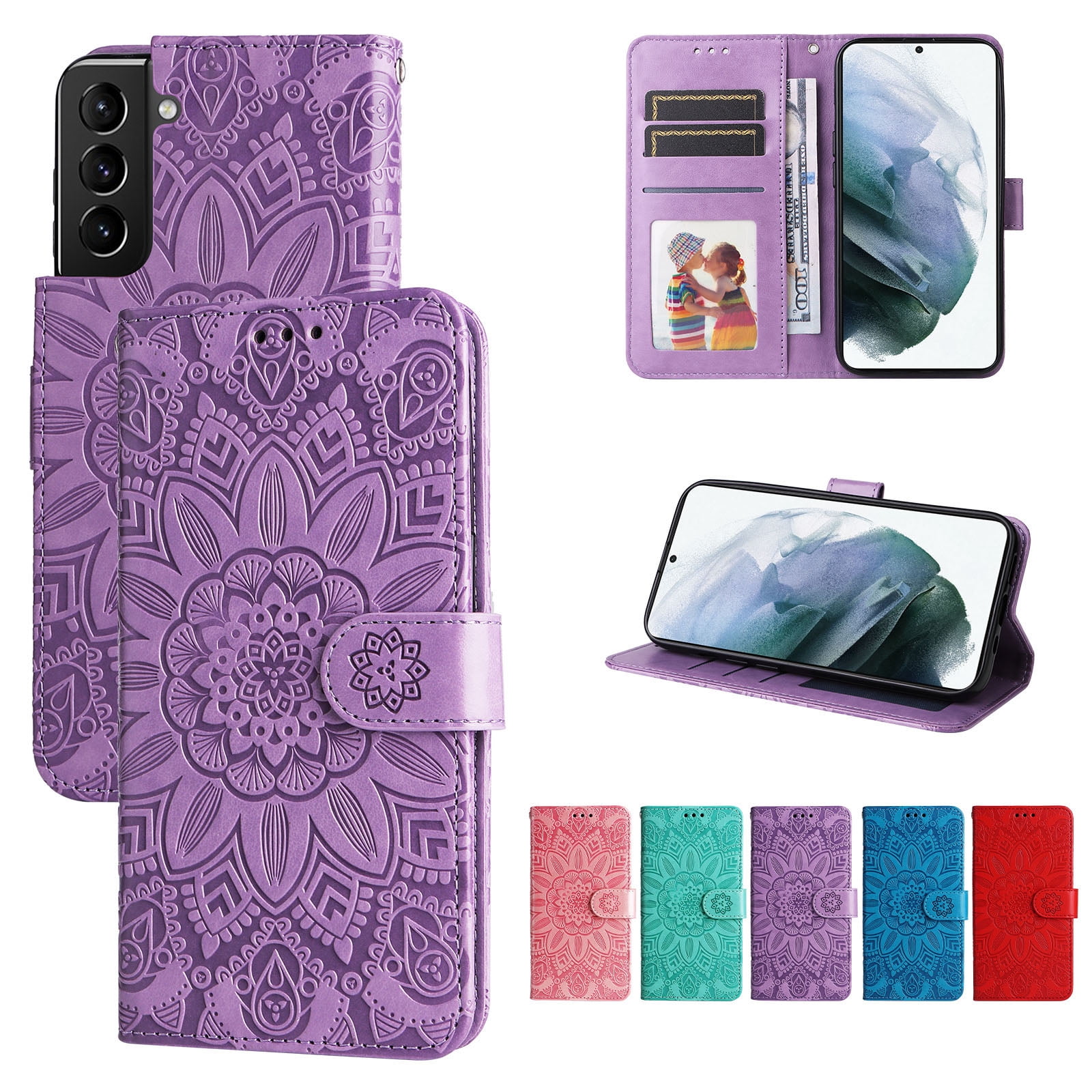 Case for Samsung S21,Premium PU Leather Magnetic Flip Wallet Case with ...