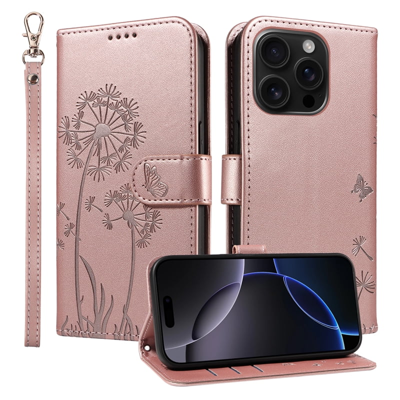 Case for Samsung S24 Ultra Embossed dandelion skin phone case, flip ...